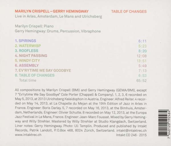 Marilyn Crispell - Tables Of Changes | TYQmusic