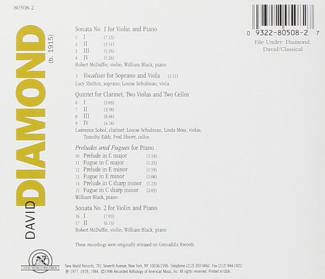 David Diamond: Chamber Works | TYQmusic