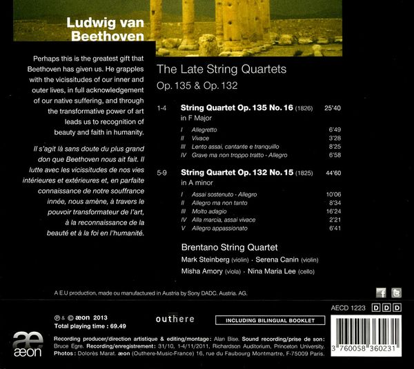 Beethoven: The Late String Quartets Op. 135 & Op. 132 - Quatuor Brentano | TYQmusic